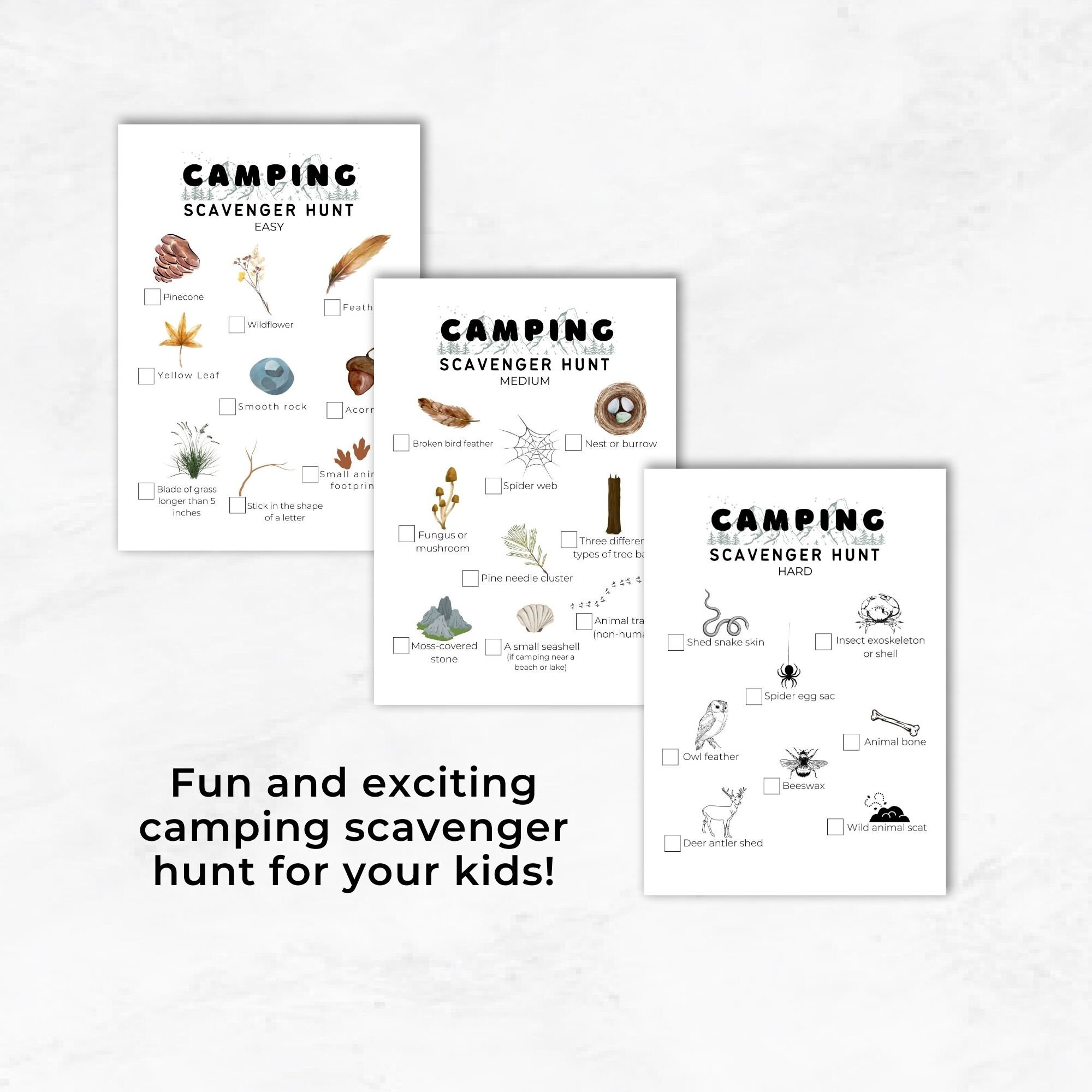 Camping Scavenger Hunt for Kids, Outdoor Game for Camp, Teens Printable ...