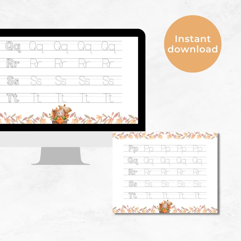 Fall Tracing Alphabet Practice Sheets, Autumn Themed Preschool ...