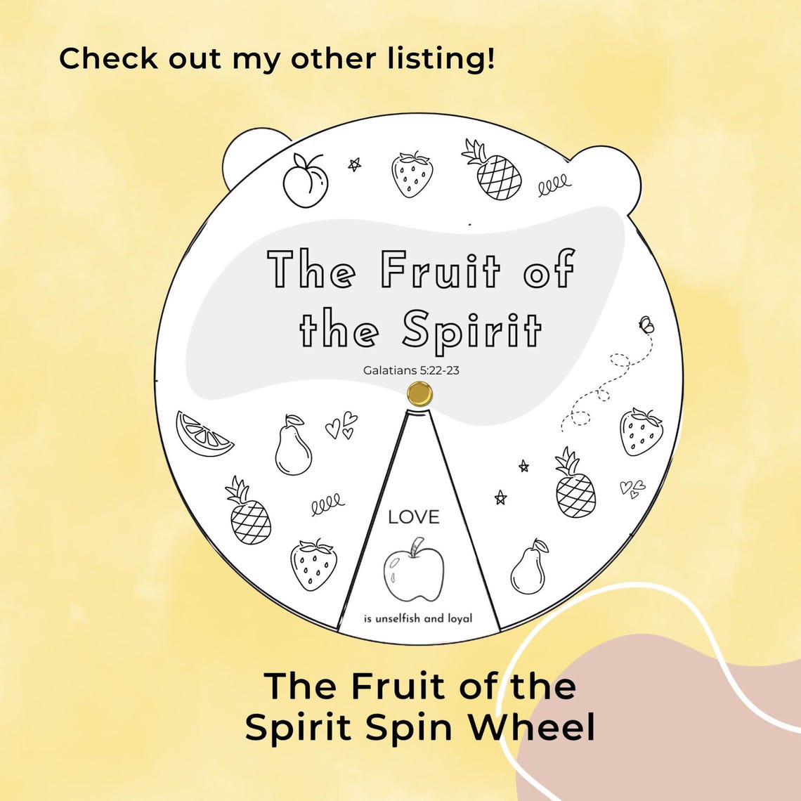 Fruit of the Spirit Activity Placemat, Kids Bible Printable, Sunday ...