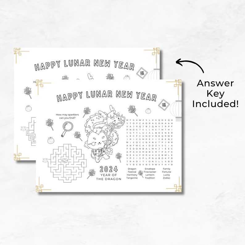 Lunar New Year Activity Mat, Year of the Dragon 2024, Chinese New Year ...