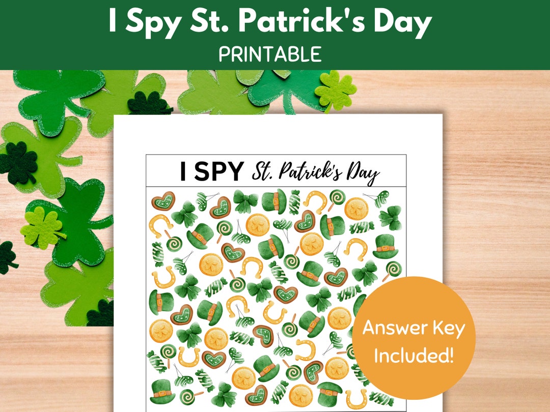 I Spy St. Patrick's Day Game Printable, Kids St. Paddy's Day Party Game ...