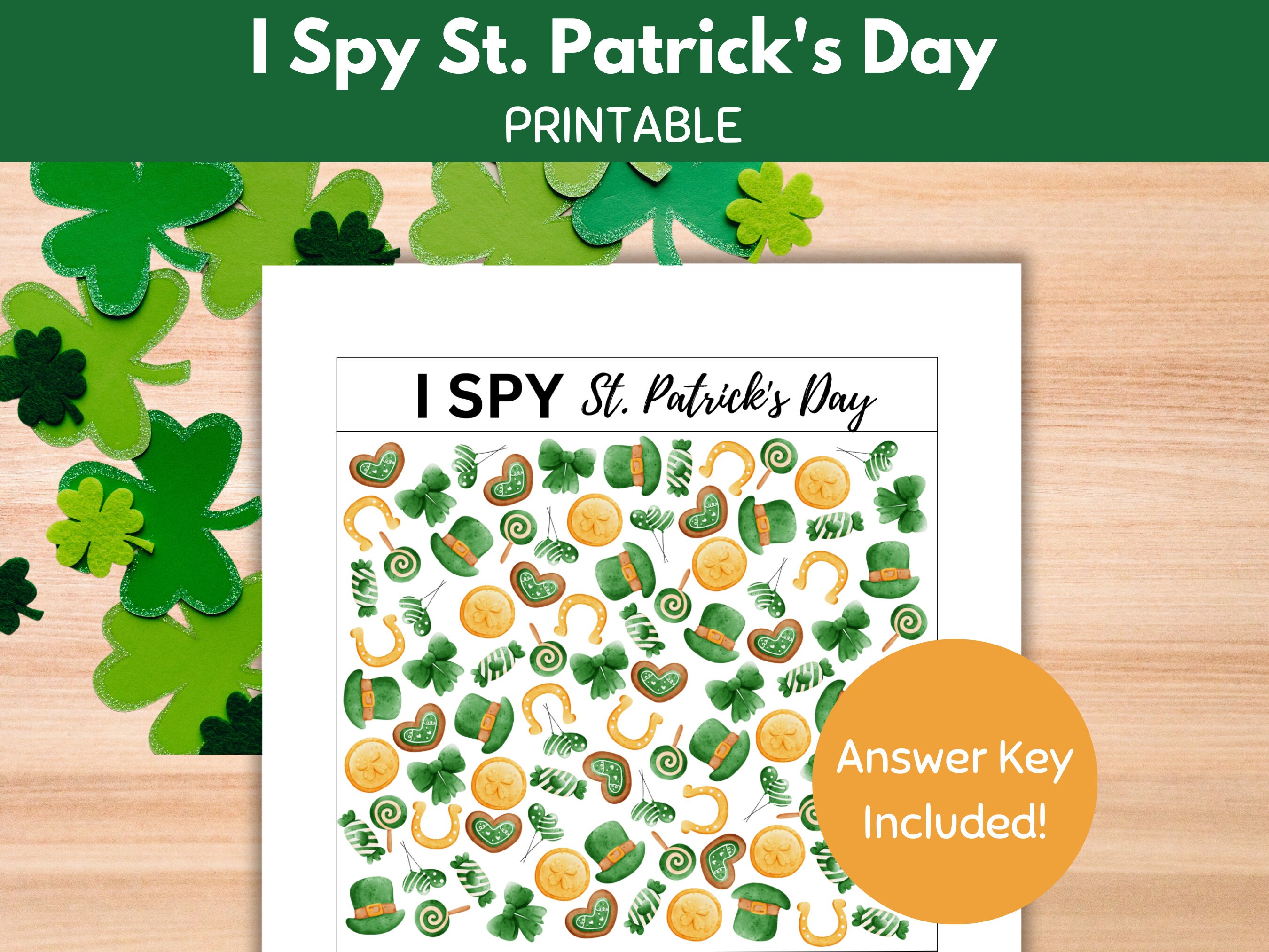 I Spy St. Patrick's Day Game Printable, Kids St. Paddy's Day Party Game ...
