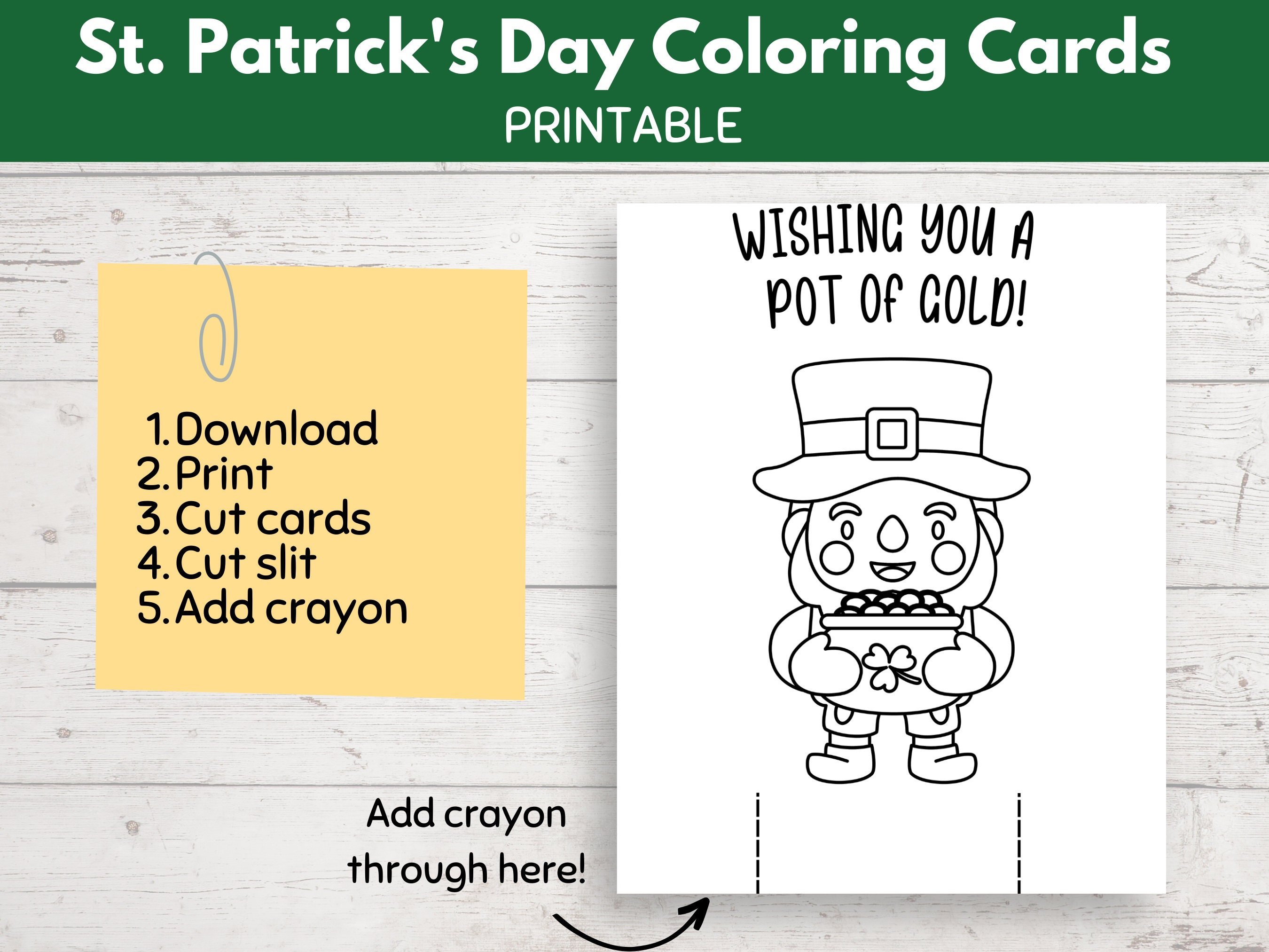 St. Patrick's Day Cards to Color Printable, St Patty's Leprechaun, St ...