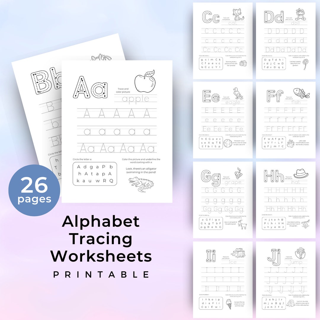 Printable Alphabet Practice Sheets PDF, Tracing Letter Worksheets ...