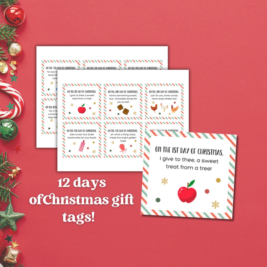12 Days of Christmas Printable, Gift Tags for School Children ...