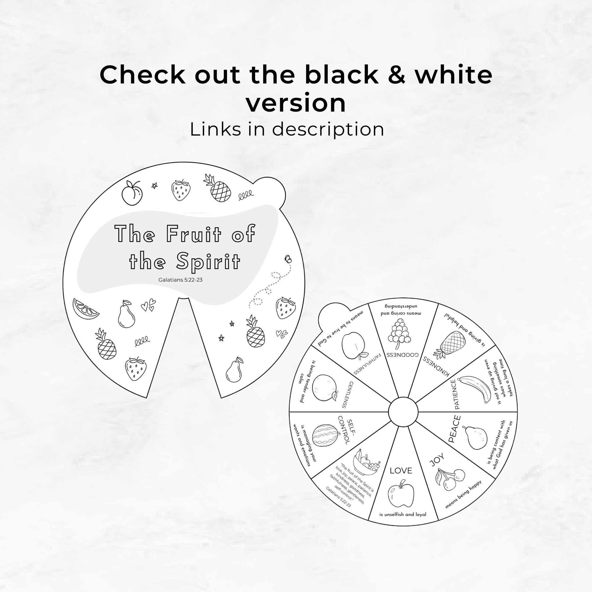 Fruit of the Spirit Printable for Kids, Spin Wheel Coloring Page Craft ...