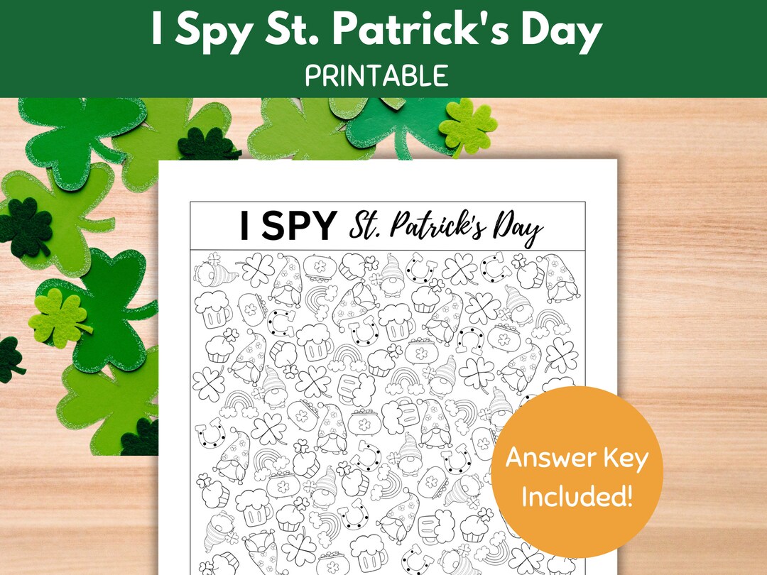 I Spy St. Patrick's Day Game Printable, Kids St. Paddy's Day Party Game ...