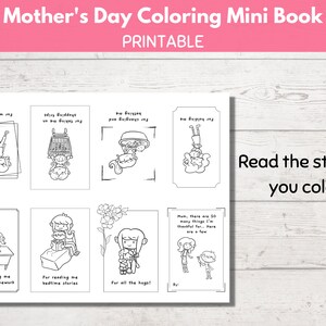 Mother's Day Printable Coloring Mini Book, Coloring Pages Craft, Kids ...
