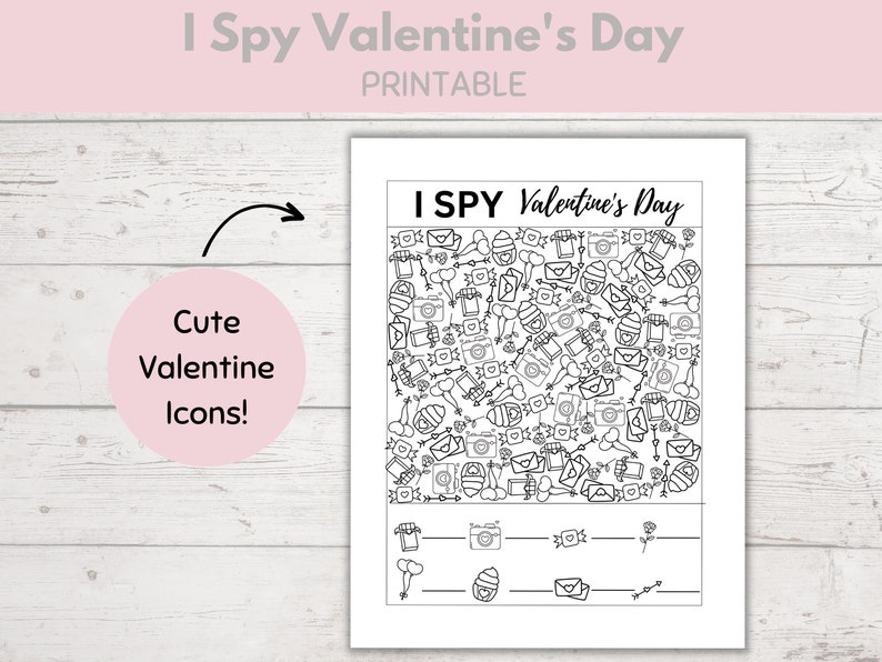 I Spy Valentine's Day Game Printable Kids Valentine Party - Etsy