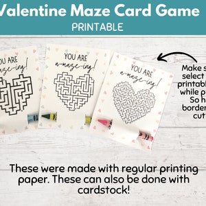 Valentine Maze Cards Printable, DIY Valentine Cards for Kids, School ...