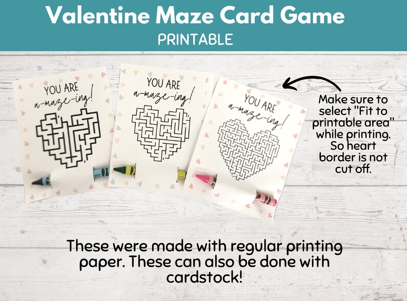 Valentine Maze Cards Printable, DIY Valentine Cards for Kids, School ...