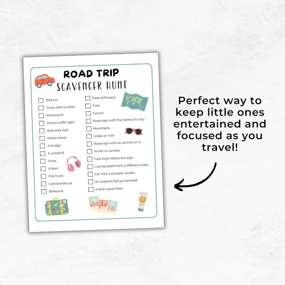 Road Trip Scavenger Hunt Printable, Cross Country Road Trip I Spy Games ...