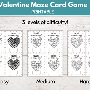 Valentine Maze Cards Printable, DIY Valentine Cards for Kids, School ...