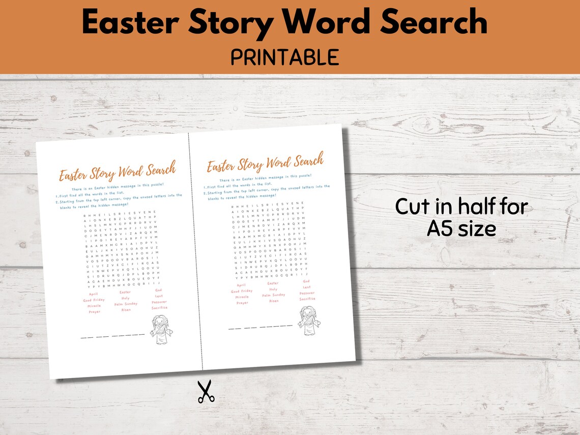 Easter Story Word Search With Hidden Message, Bible Word Search Puzzle ...