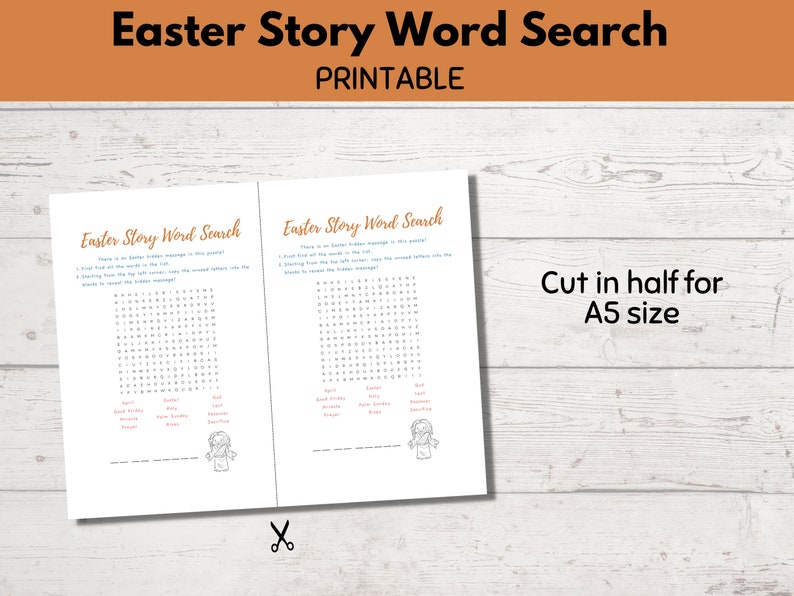 Easter Story Word Search With Hidden Message, Bible Word Search Puzzle ...