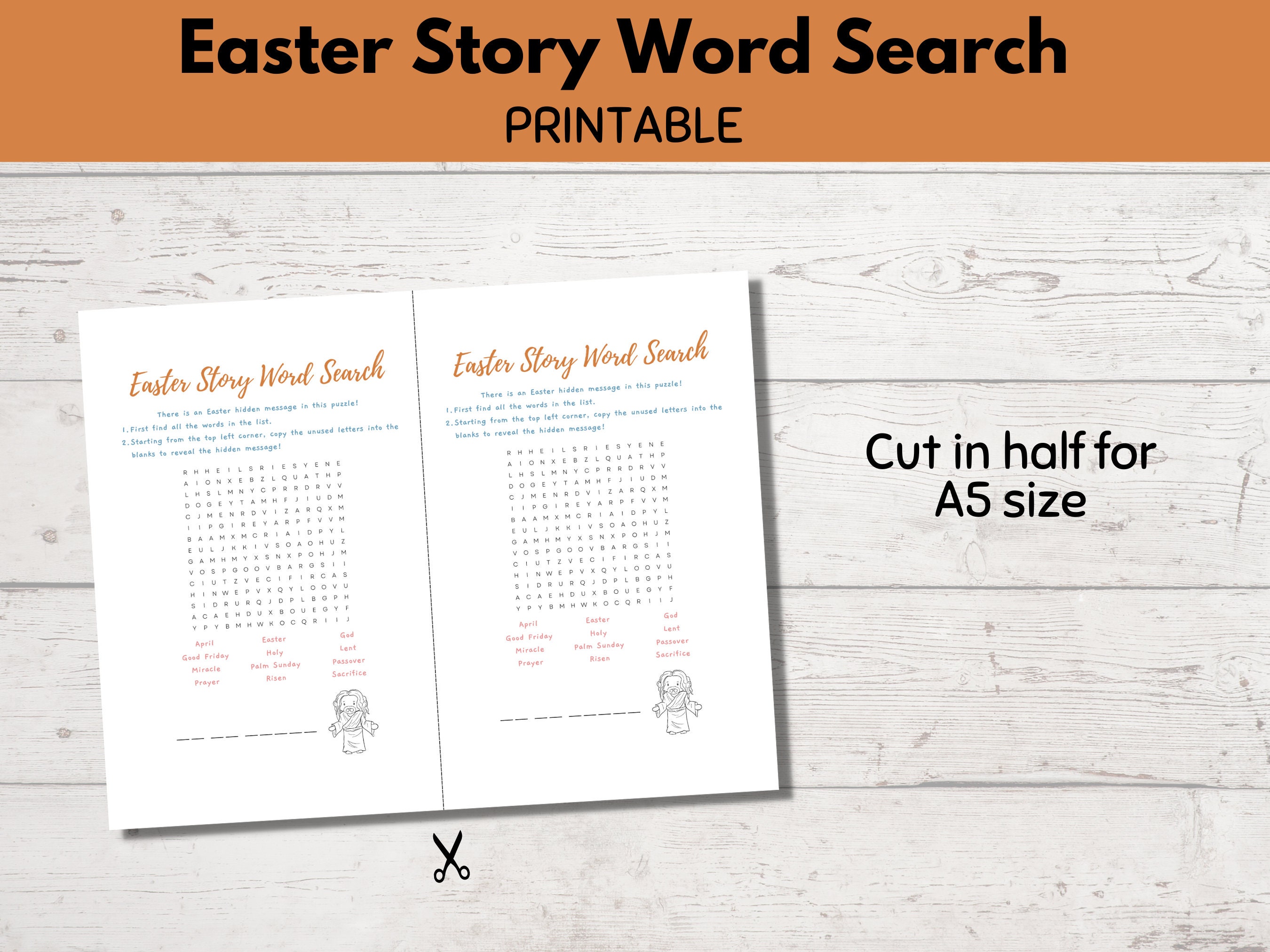 Easter Story Word Search With Hidden Message, Bible Word Search Puzzle ...