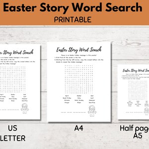 Easter Story Word Search With Hidden Message, Bible Word Search Puzzle ...