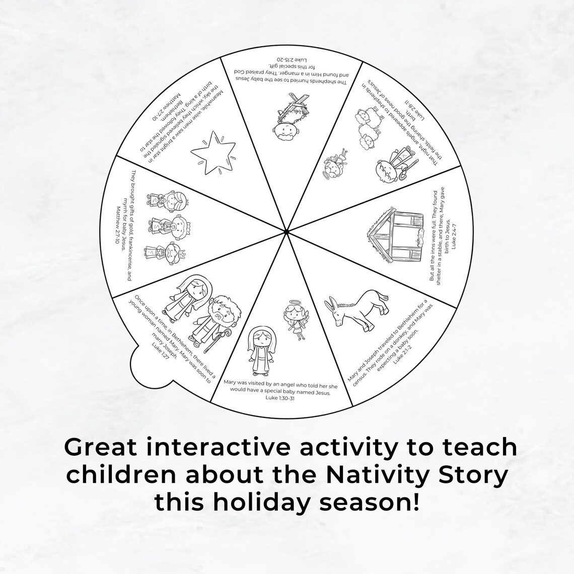 Printable Nativity Coloring Pages Spin Wheel, Printable Religious ...