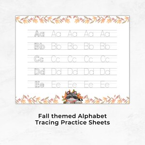 Fall Tracing Alphabet Practice Sheets, Autumn Themed Preschool ...