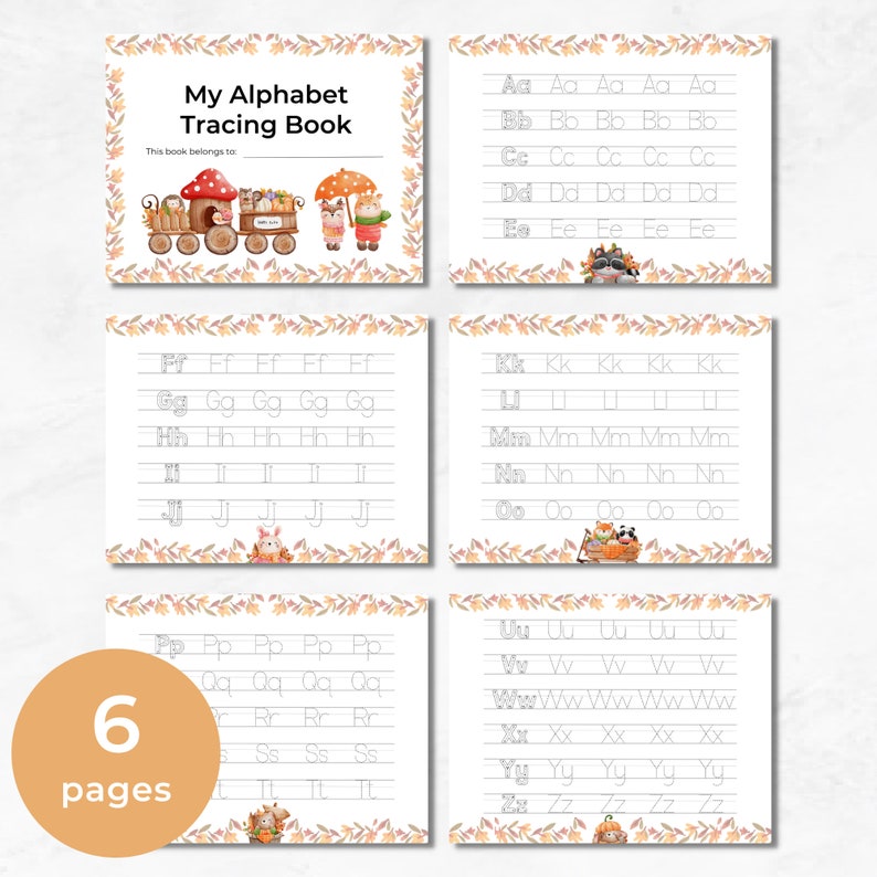 Fall Tracing Alphabet Practice Sheets, Autumn Themed Preschool ...