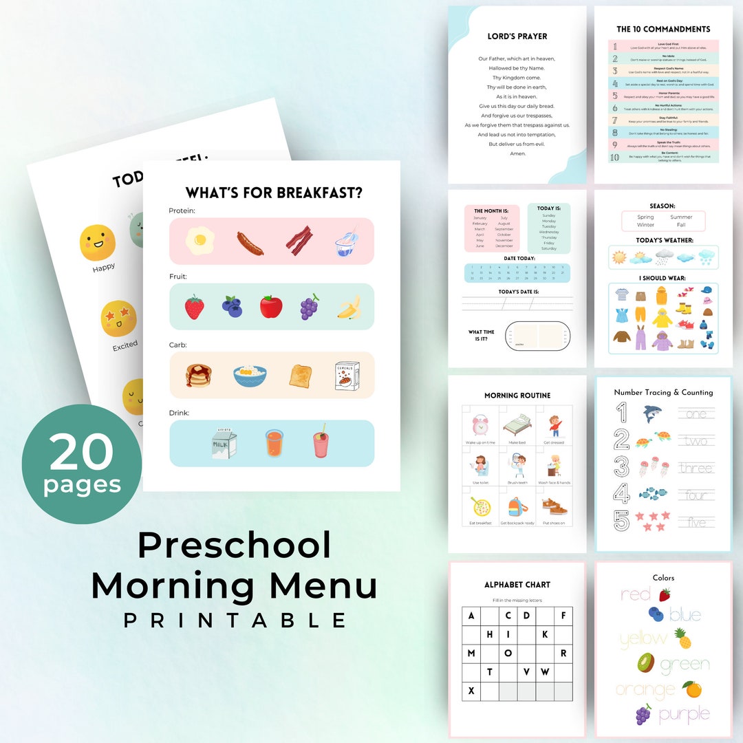 Morning Menu Kids, Homeschool Printable, Basic Homeschool, Christian ...