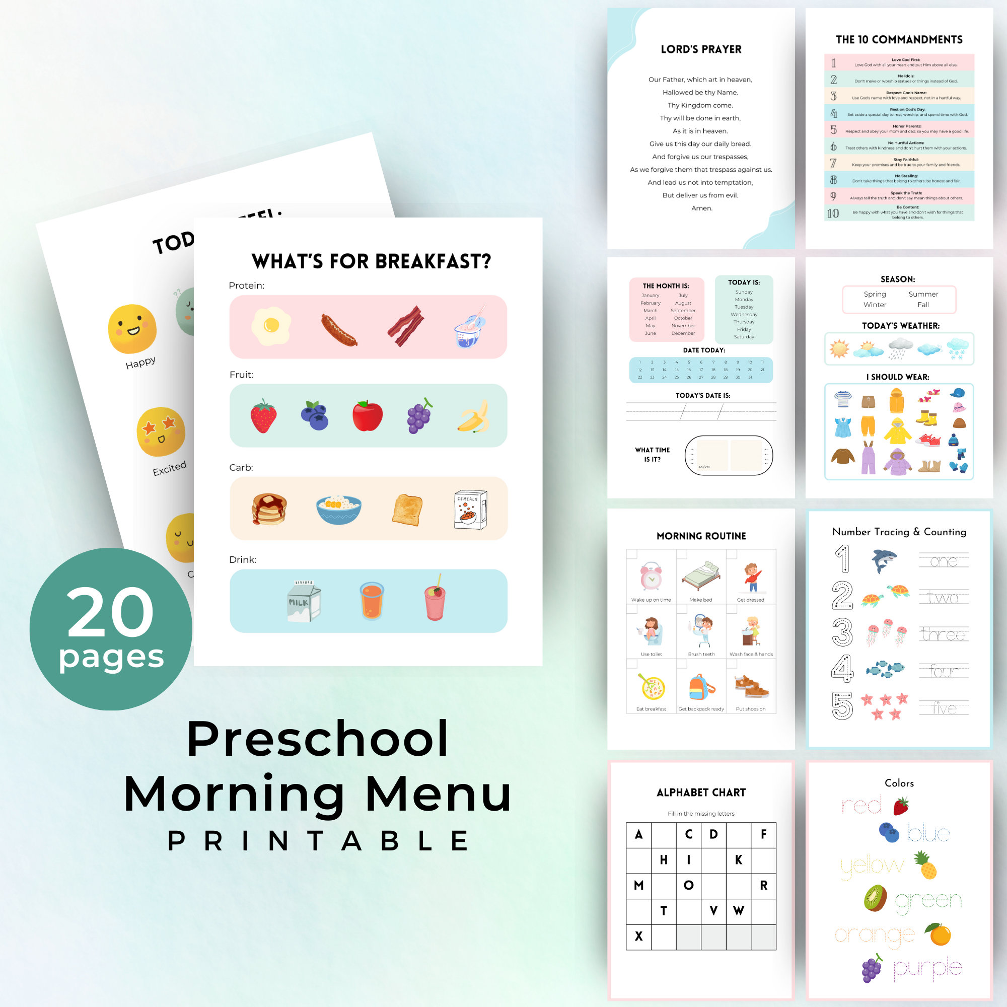 Morning Menu Kids, Homeschool Printable, Basic Homeschool, Christian ...