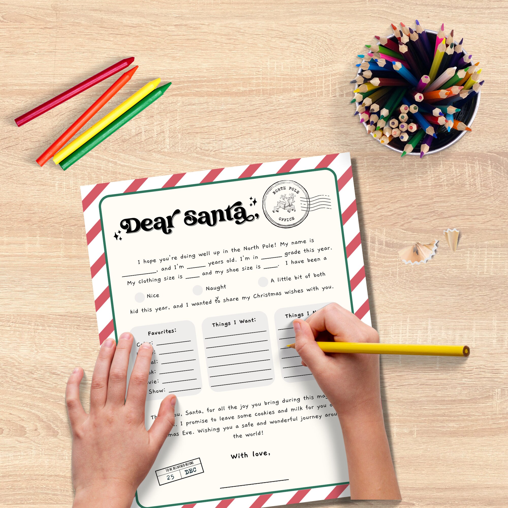 Christmas Wishlist Printable for Kids, Letter to Santa Gift Wish List ...