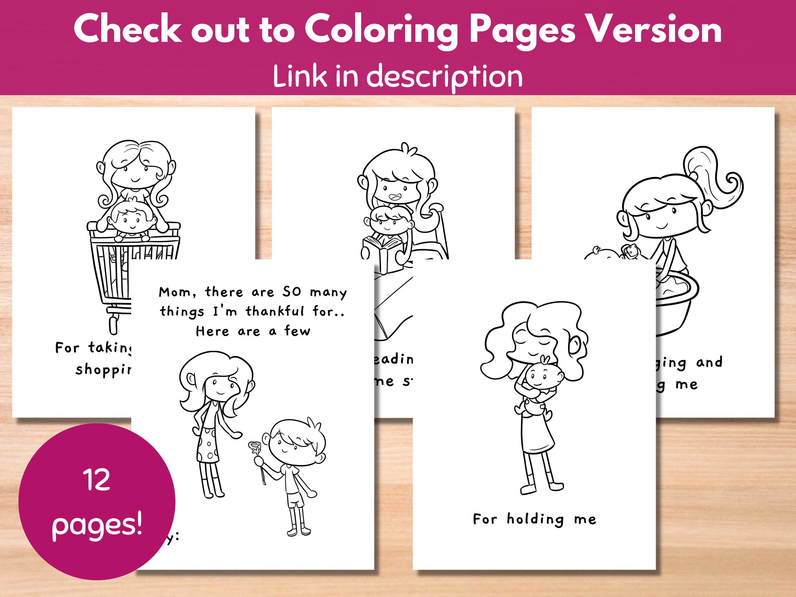 Mother's Day Printable Coloring Mini Book, Coloring Pages Craft, Kids ...