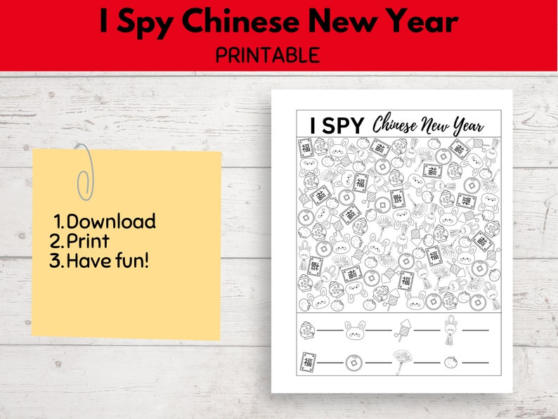 I Spy Chinese New Year 2023 Game Printable, Lunar New Year, Kids ...