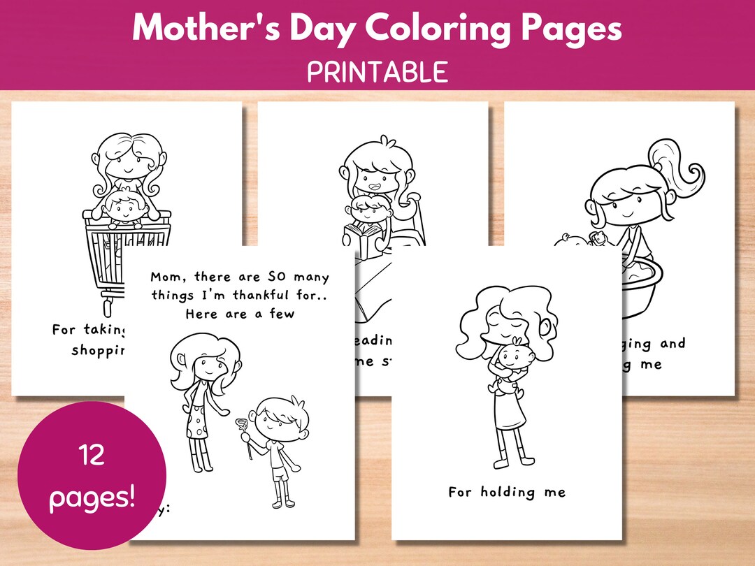 Mother's Day Printable Coloring Sheets, Coloring Pages Craft, Kids DIY ...