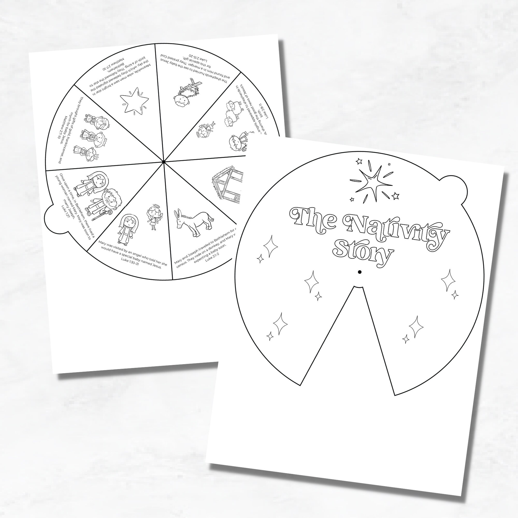 Printable Nativity Coloring Pages Spin Wheel, Printable Religious ...