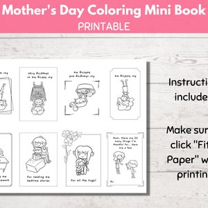 Mother's Day Printable Coloring Mini Book, Coloring Pages Craft, Kids ...