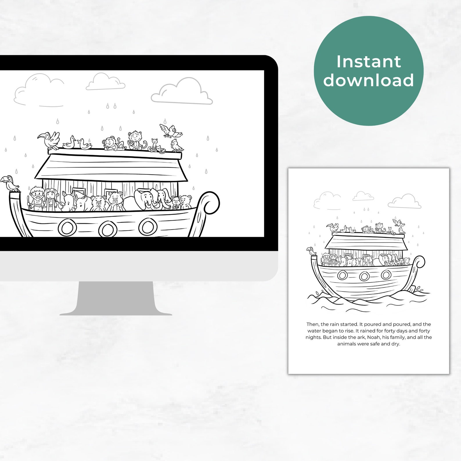 Kids Bible Verses Activity Pages, Noah's Ark Story, Religious Coloring ...