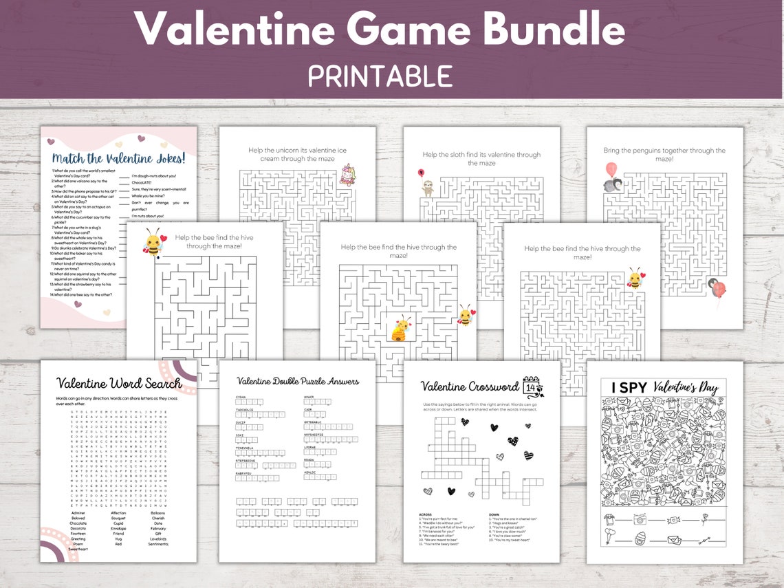 Valentine Game Printable Bundle, Printable Valentines Party Games, I ...
