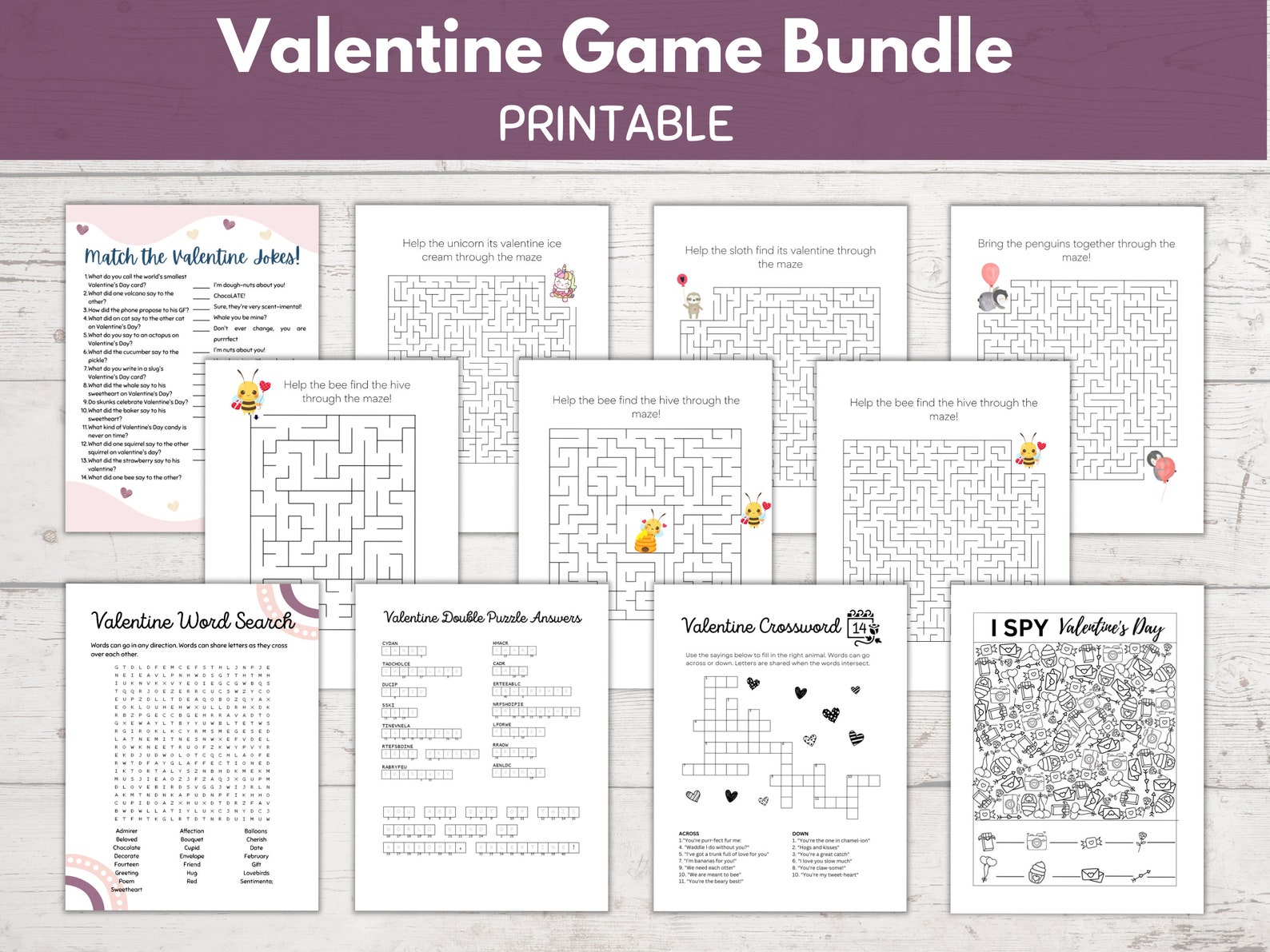 Valentine Game Printable Bundle, Printable Valentines Party Games, I ...