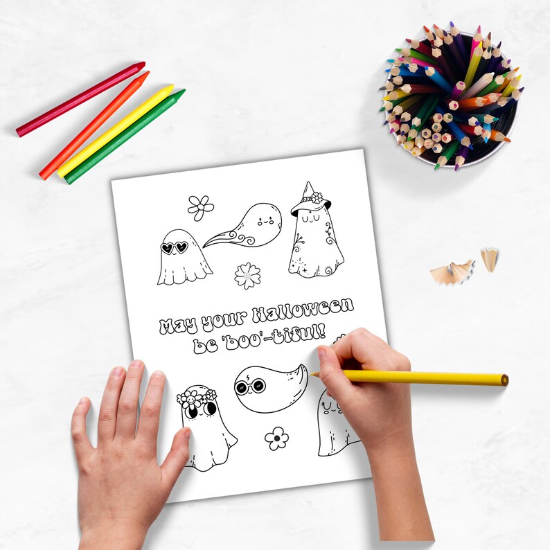 Retro Halloween Coloring Pages, Groovy Halloween Printable for Kids ...