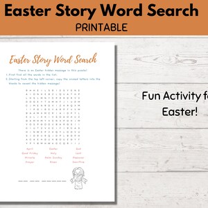 Easter Story Word Search With Hidden Message, Bible Word Search Puzzle ...