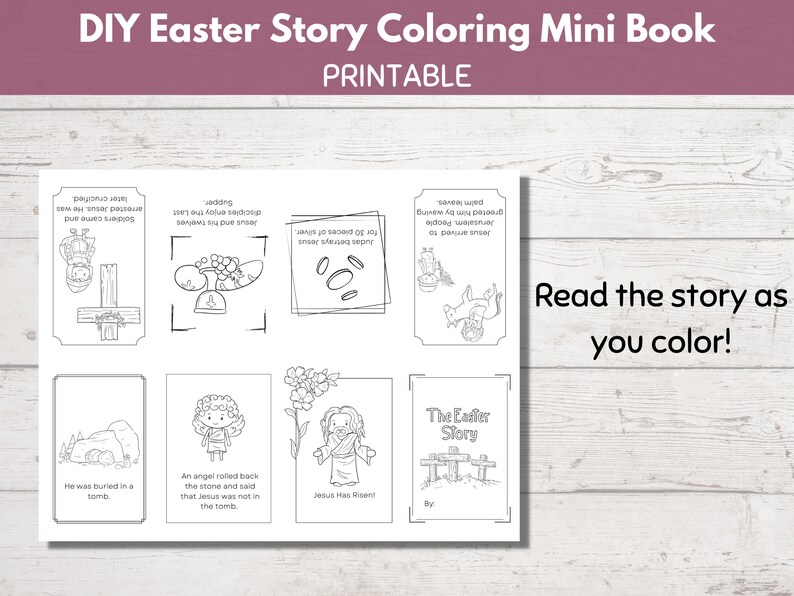 Easter Story Coloring Pages Mini Book, Religious Easter Story for Kids ...