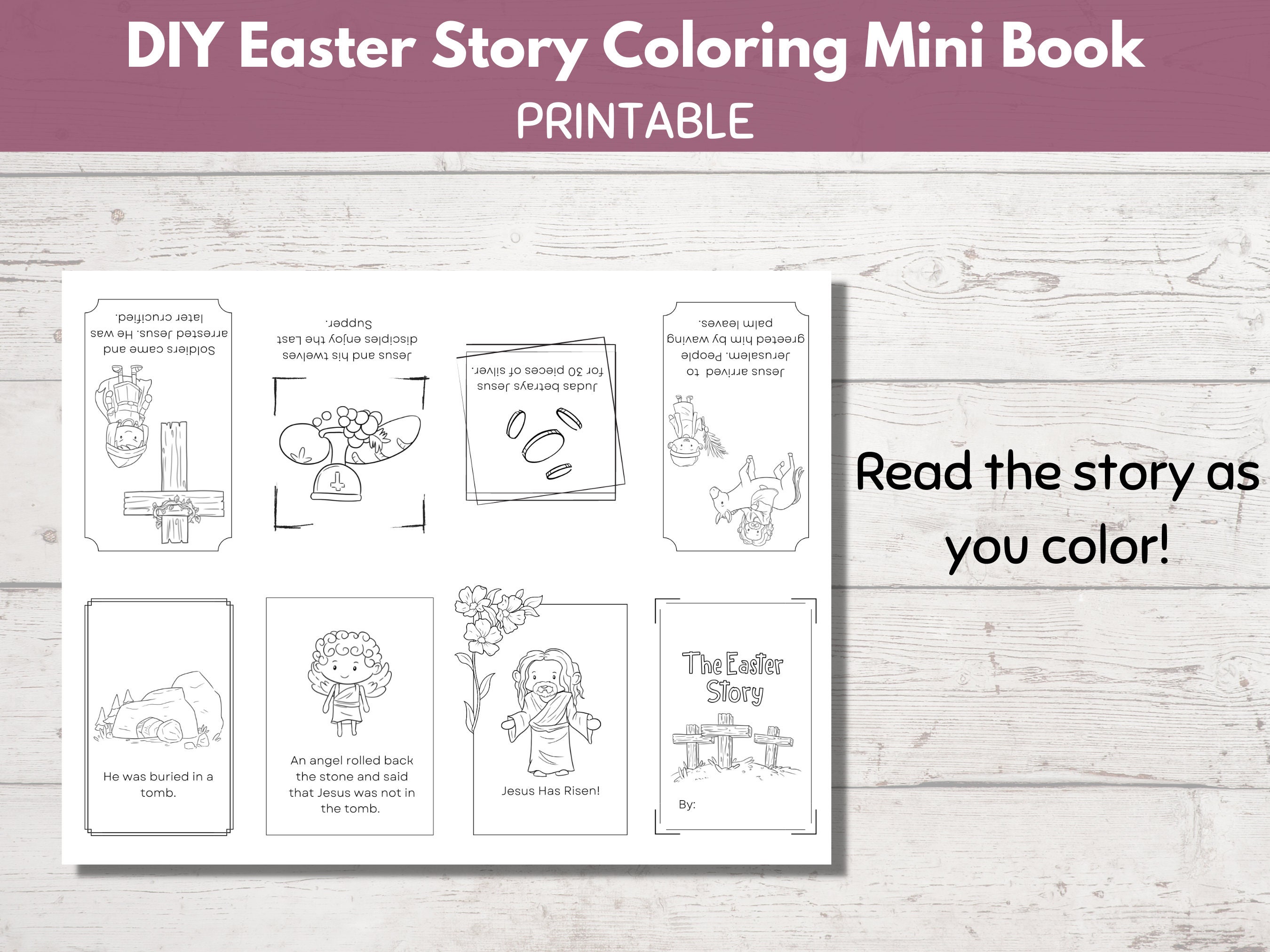 Easter Story Coloring Pages Mini Book, Religious Easter Story for Kids ...