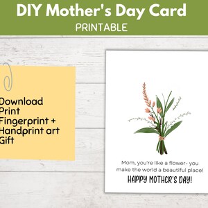 Mother's Day Handprint Flowers Gift Printable, Kids Handprint Art ...