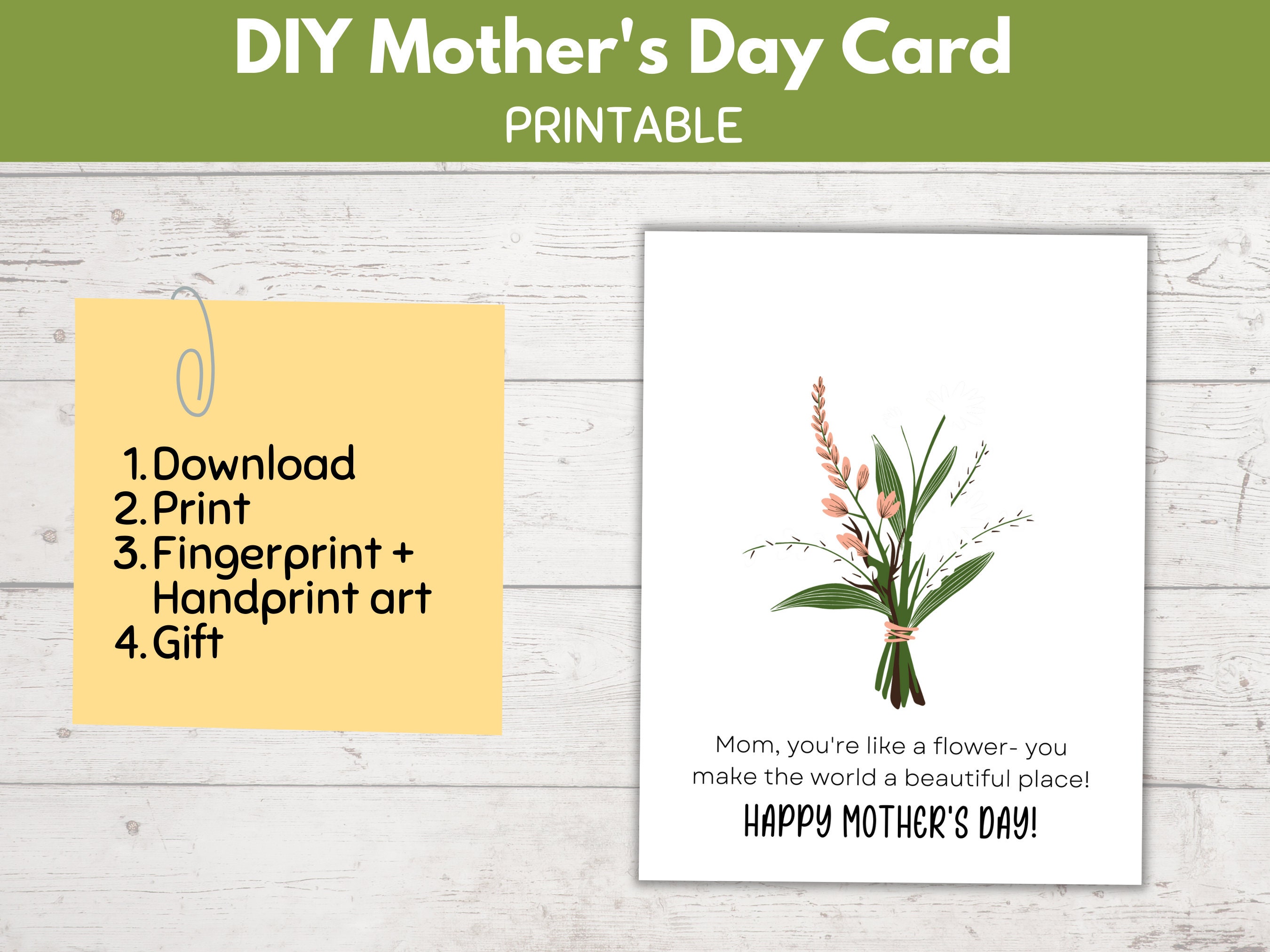 Mother's Day Handprint Flowers Gift Printable, Kids Handprint Art ...