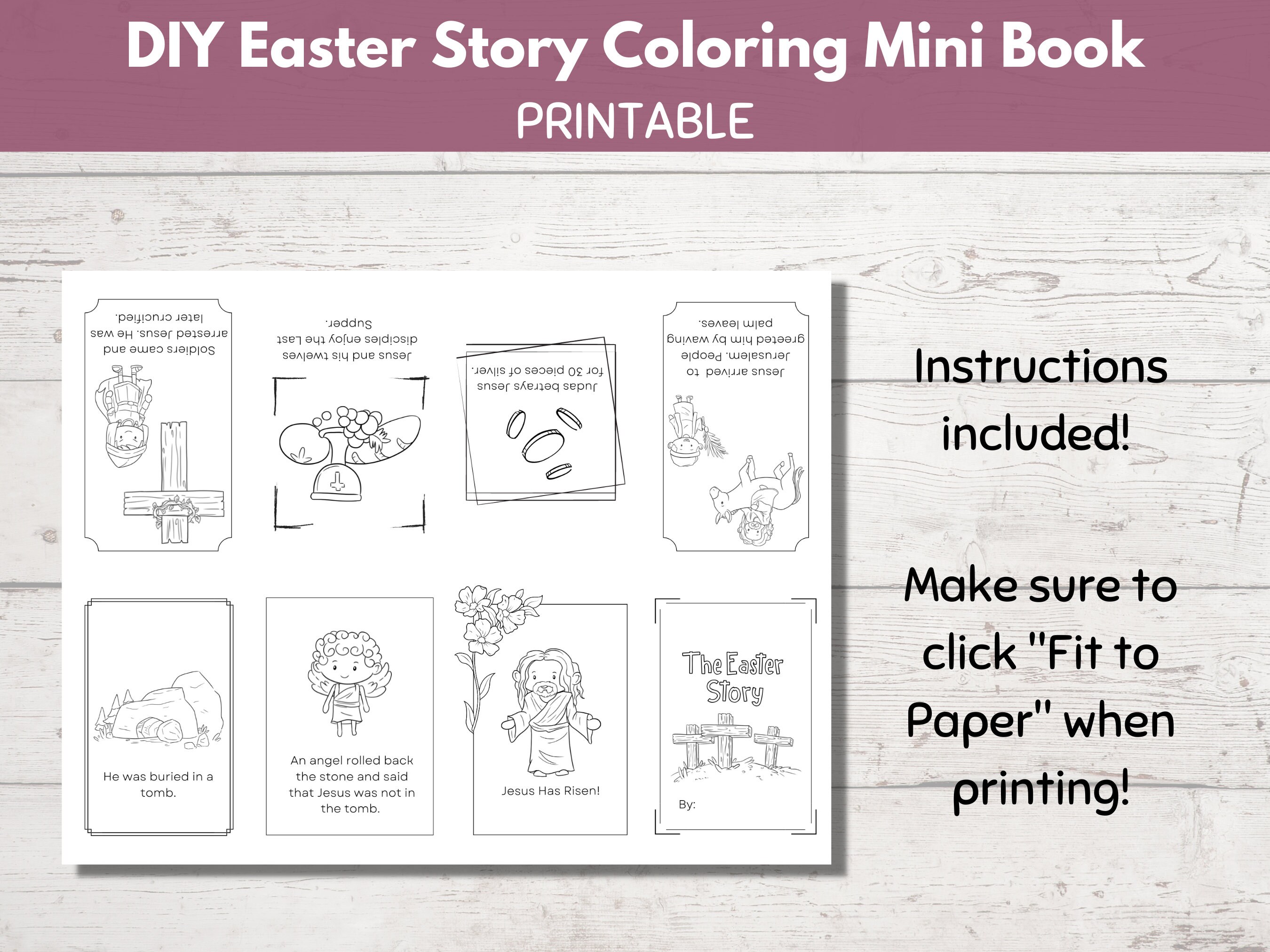 Easter Story Coloring Pages Mini Book, Religious Easter Story for Kids ...