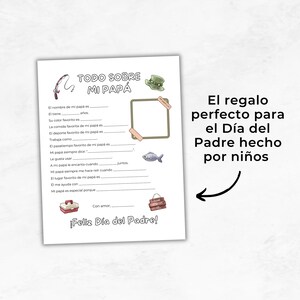 All About My Dad Printable in Spanish, Todo Sobre Mi Papa, Feliz Dia ...
