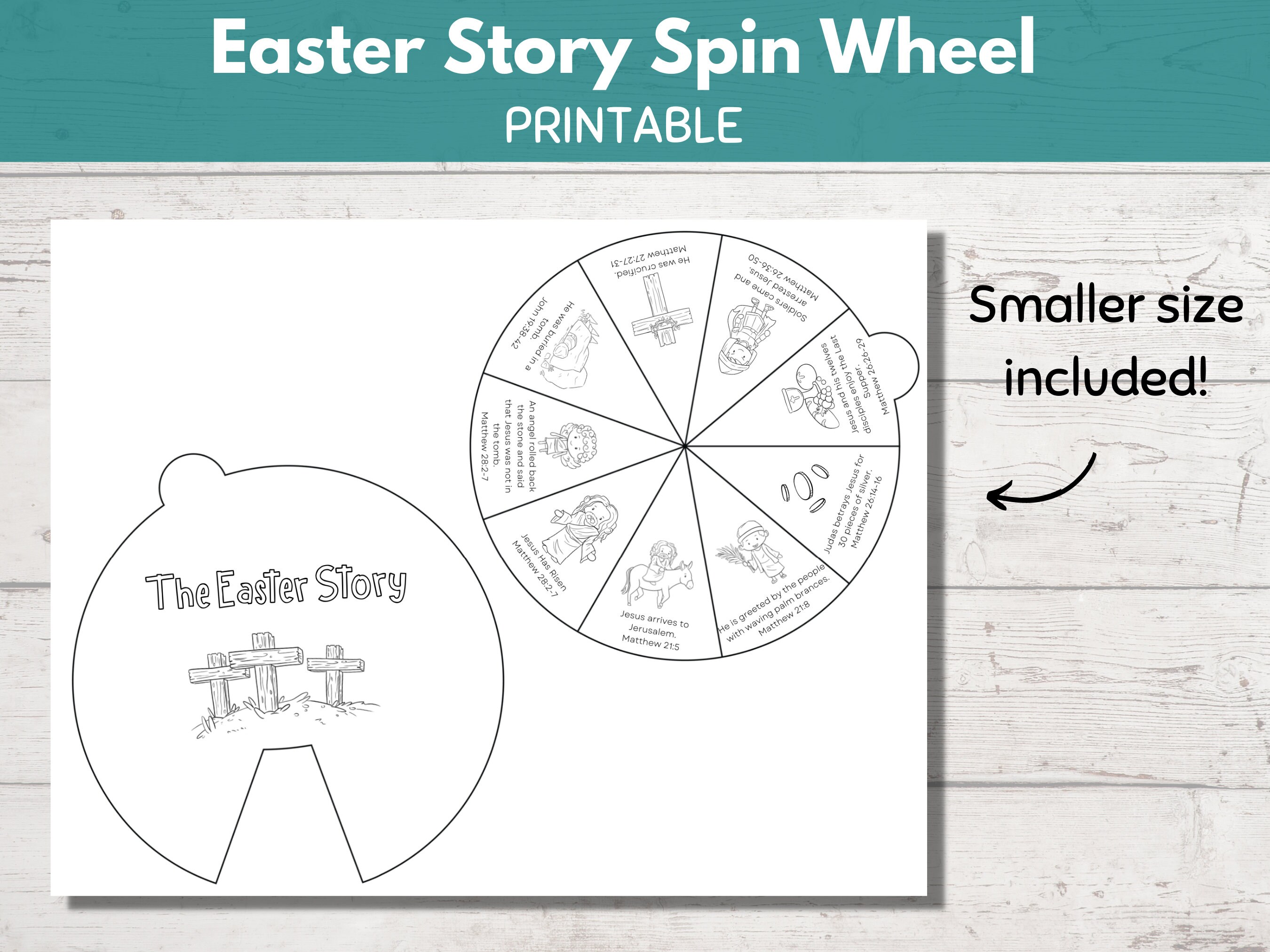 Easter Story Spin Wheel Coloring Pages, Religious Easter Bible Story ...