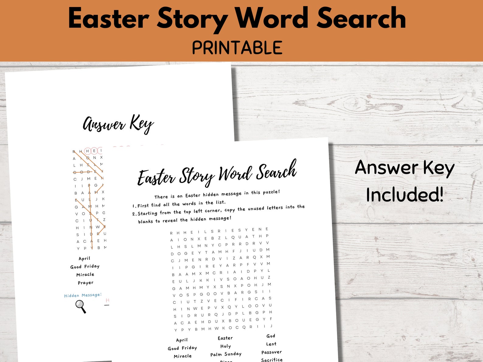 Easter Story Word Search With Hidden Message, Bible Word Search Puzzle ...