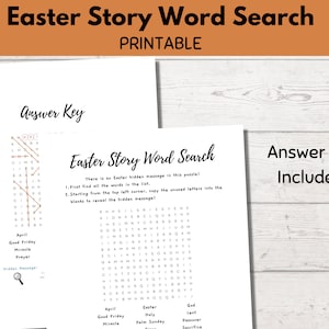 Easter Story Word Search With Hidden Message, Bible Word Search Puzzle ...