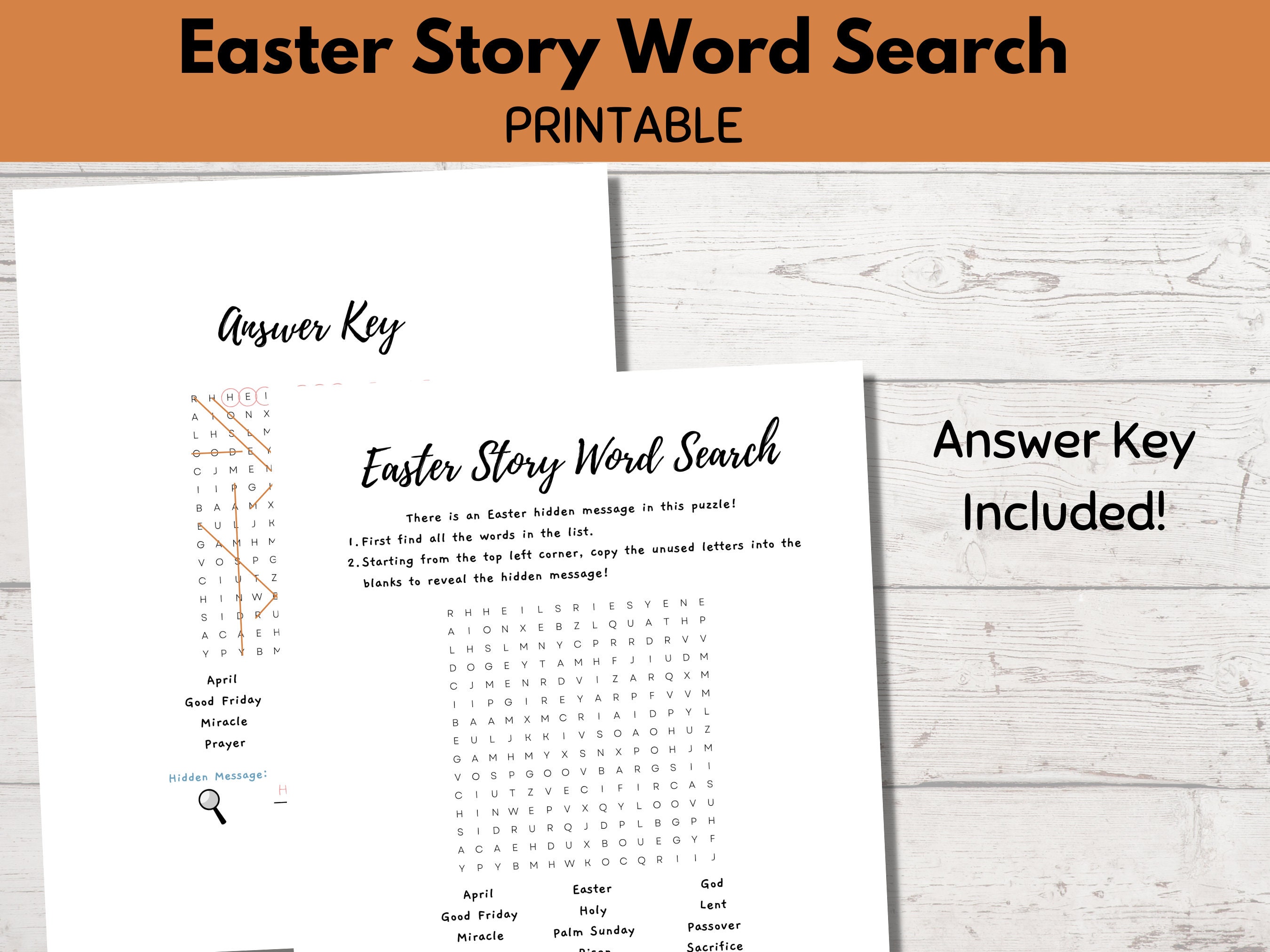 Easter Story Word Search With Hidden Message, Bible Word Search Puzzle ...