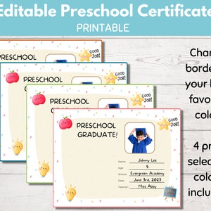 Editable Preschool Graduation Certificate, Handprint DIY Pre-k ...