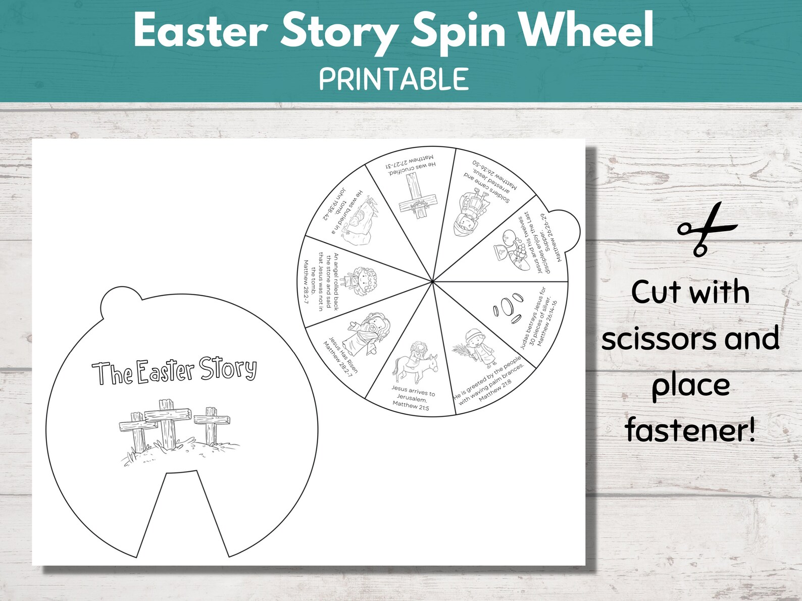 Easter Story Spin Wheel Coloring Pages, Religious Easter Bible Story ...