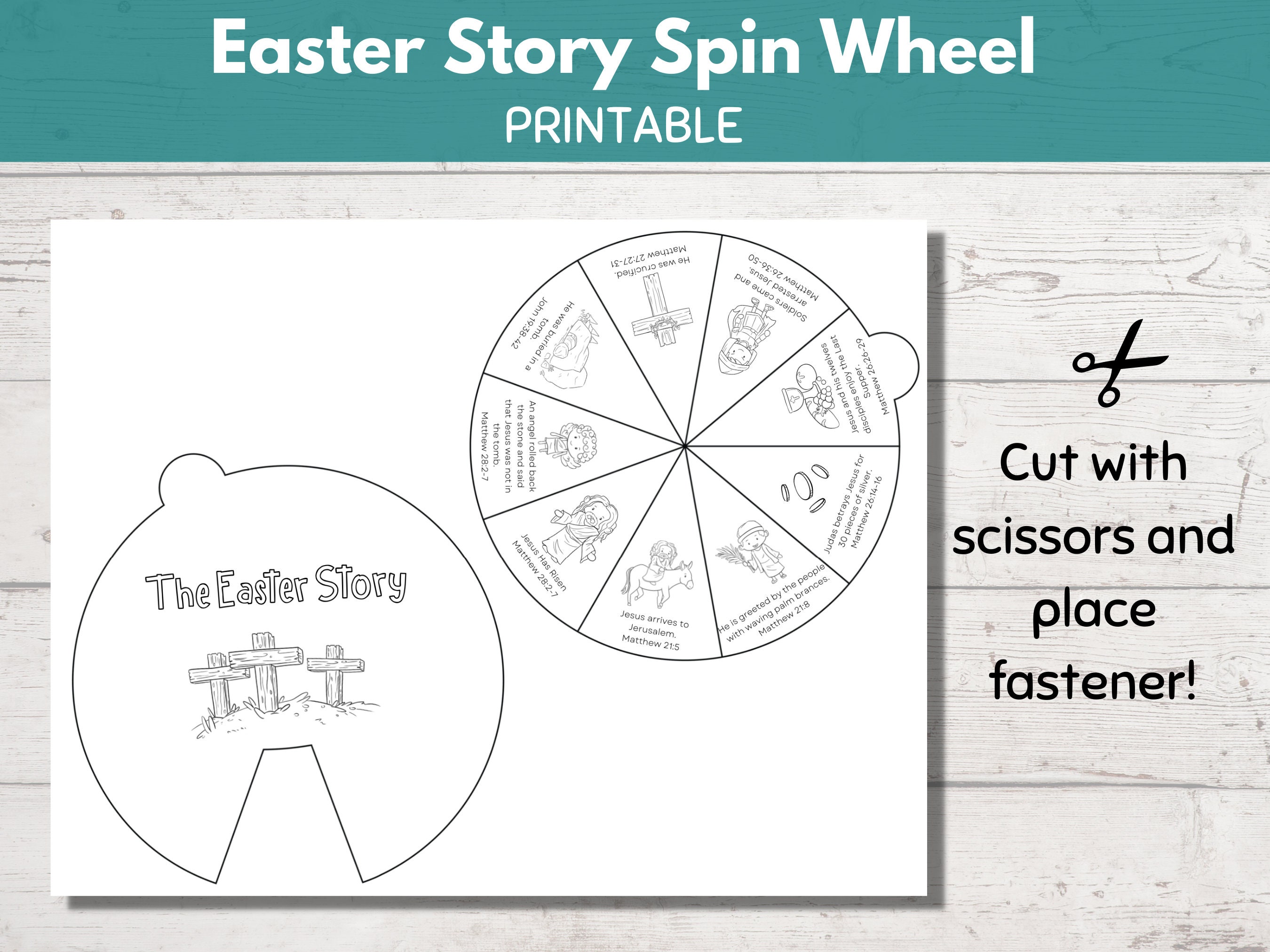 Easter Story Spin Wheel Coloring Pages, Religious Easter Bible Story ...